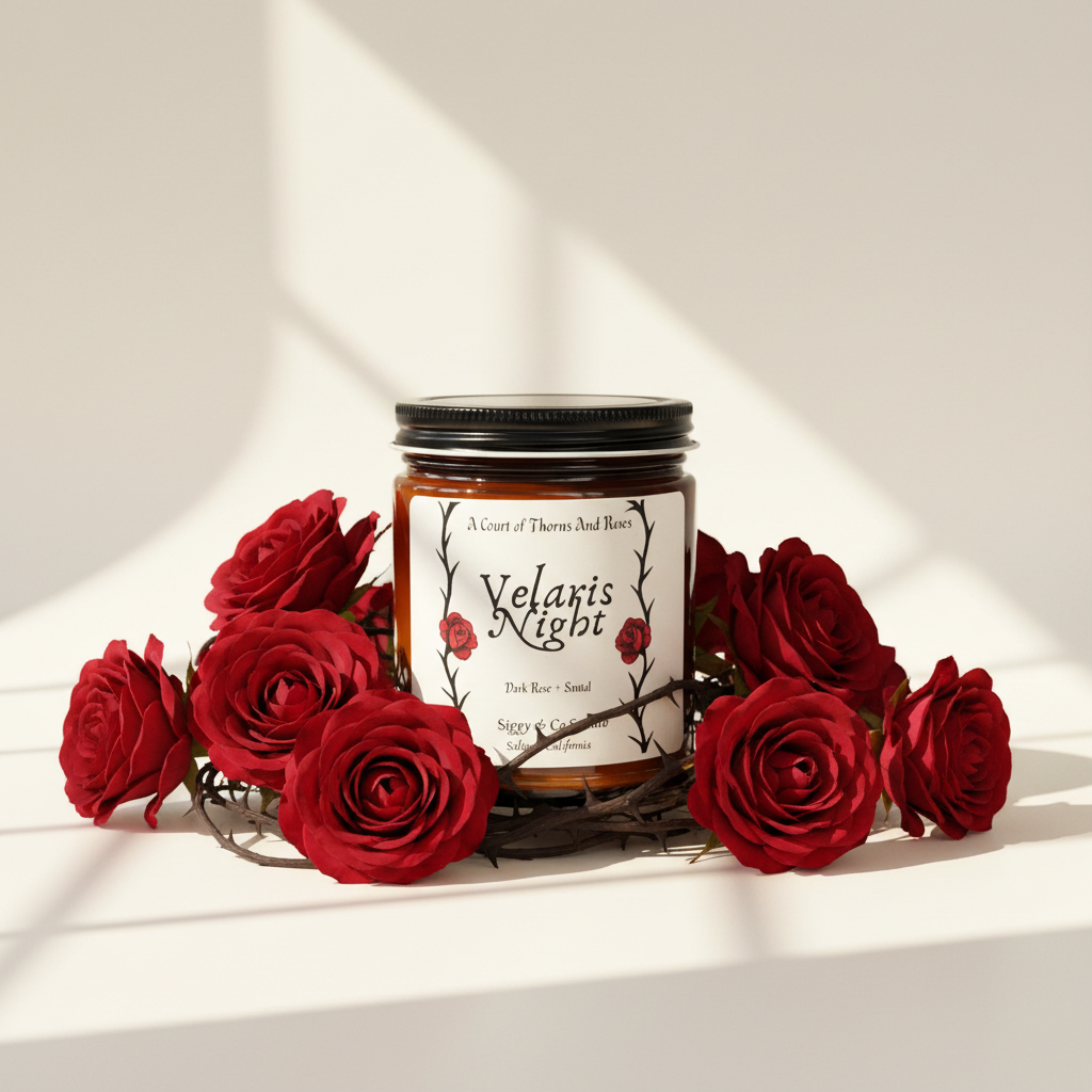 Velaris Night Candle - Oud, Rose & Santal Luxury Candle | Siggy & Co Studio